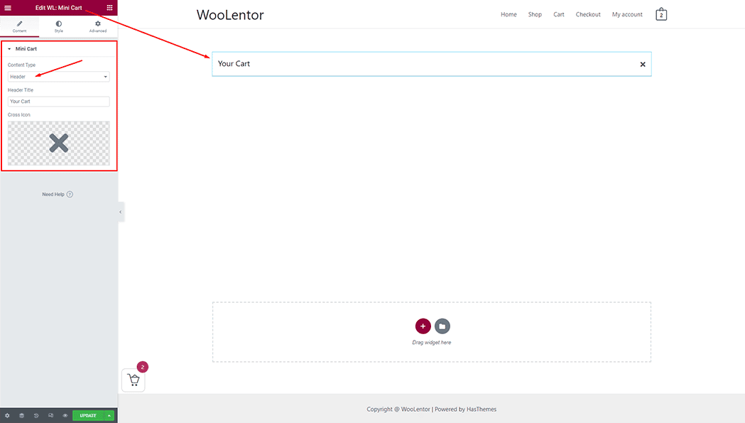 Build a custom Mini Cart Template - WooLentor